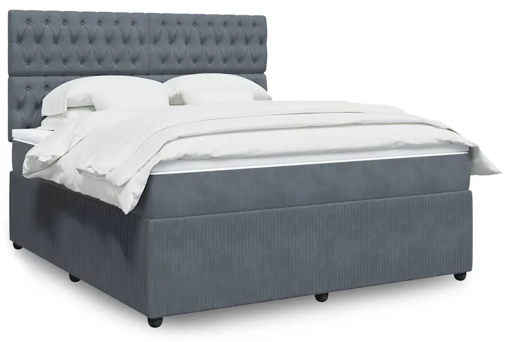 Box spring postel s matrací tmavě šedá 180x200 cm samet 3294713