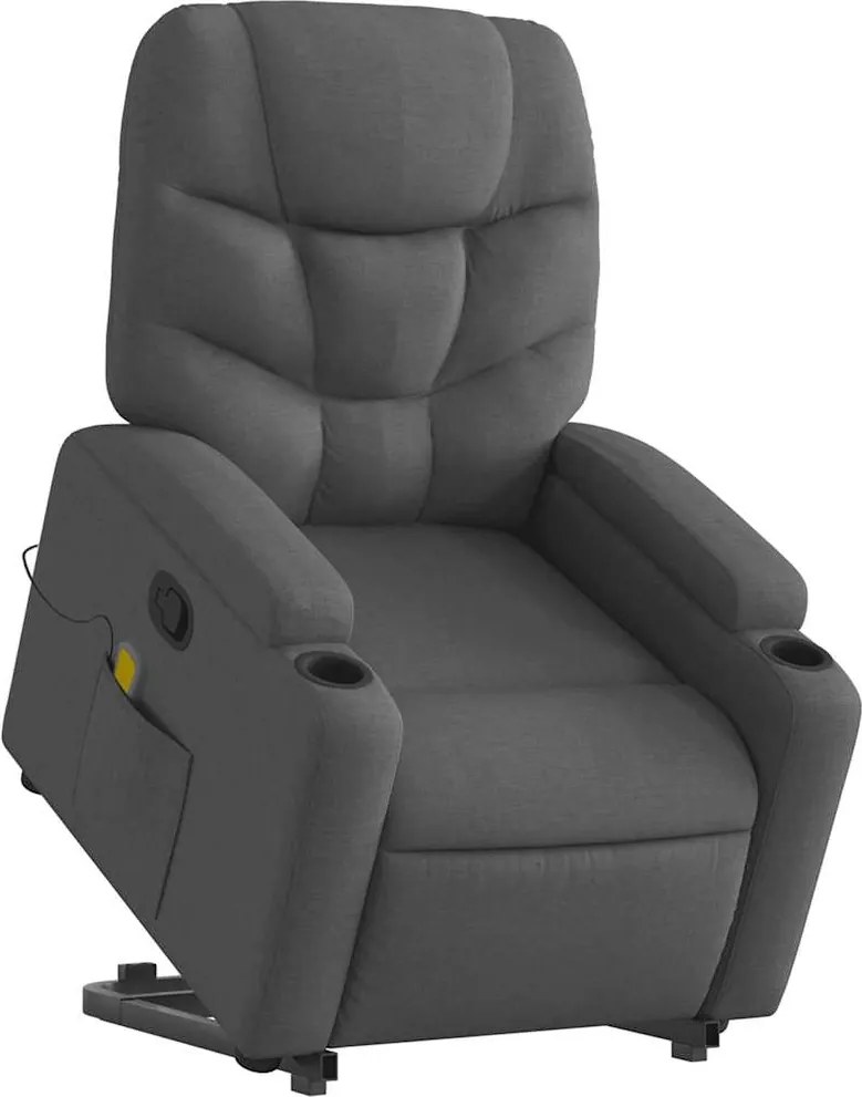Zvedací masážní polohovací křeslo tmavě šedé textil 3204609