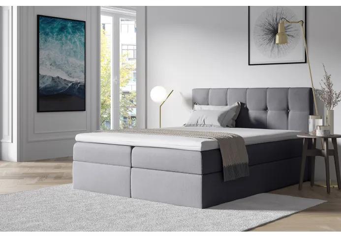 Stylová manželská postel s úložným prostorem Recivio světle šedá 160 x 200