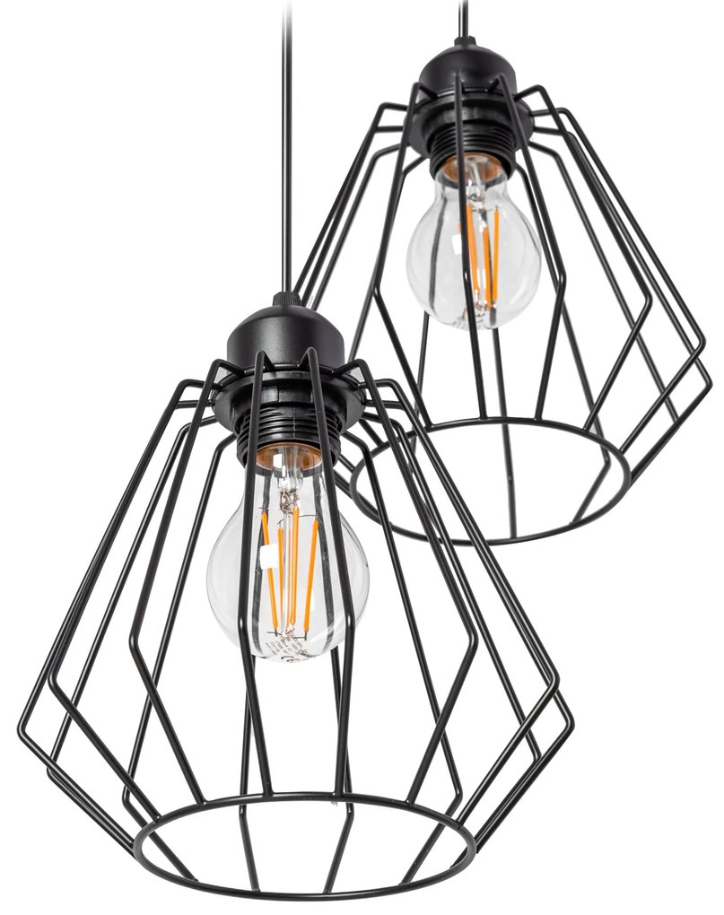 Toolight, Závěsné stropní svítidlo s dvojitým kovovým podkrovím 392196, černá, OSW-04002