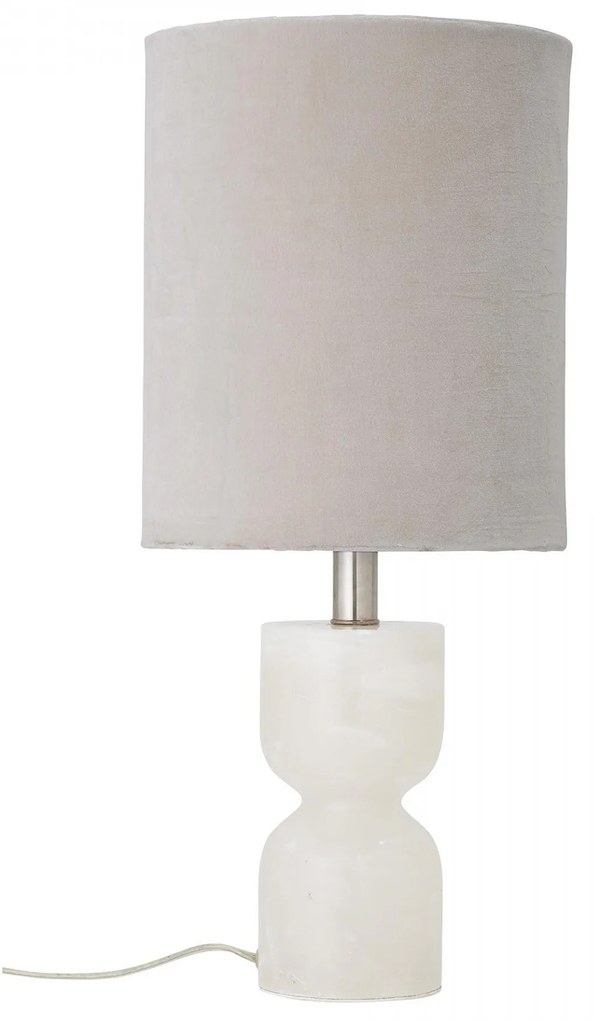 Bloomingville Stolní lampa Nature Alabaster, šedá barva, bílá barva, textil, kámen