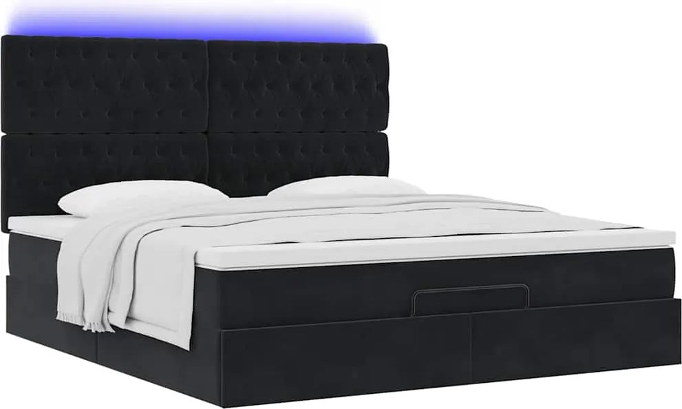 Osmanský rám postele s matracíes černá 160x200cm samet 3314404