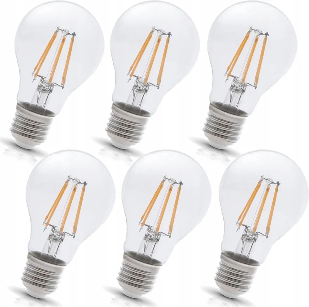 6x Led Žárovka E27 ~12W Edison Filamet Teplá Bílá