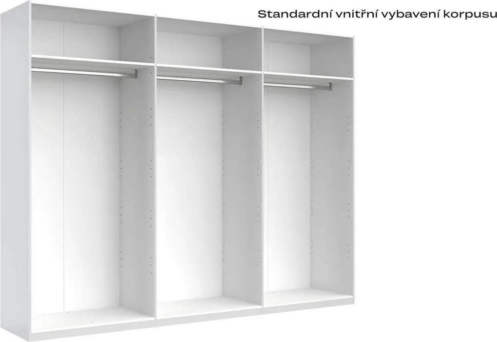 Skříň 6D (se zrcadly), série N, bílý lesk Luiza
