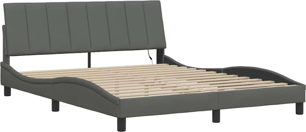 Rám postele bez matrace Hanko tmavě šedý 160 x 200 cm textil 3310469