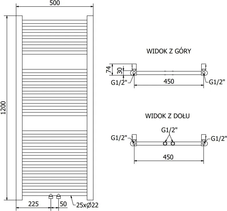 Mexen Mars elektrický radiátor 1200 x 500 mm, 500 W, černý - W110-1200-500-6500-70