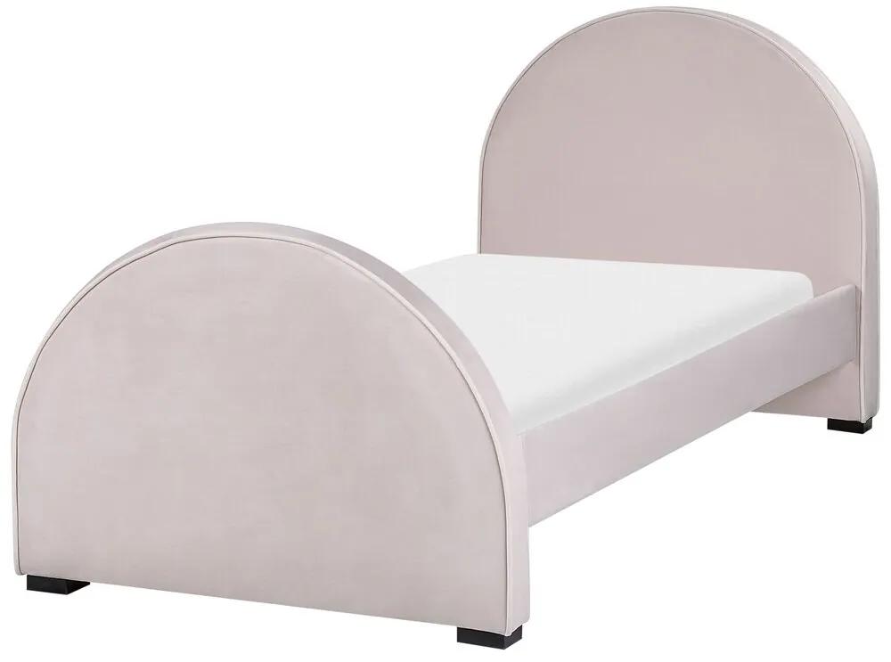 Sametová postel 90 x 200 cm pastelově růžová NOZAY Beliani