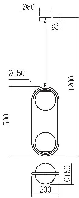 Smarter Závěsné svítidlo NIVA double, opálové sklo, v.50cm, 2xE14