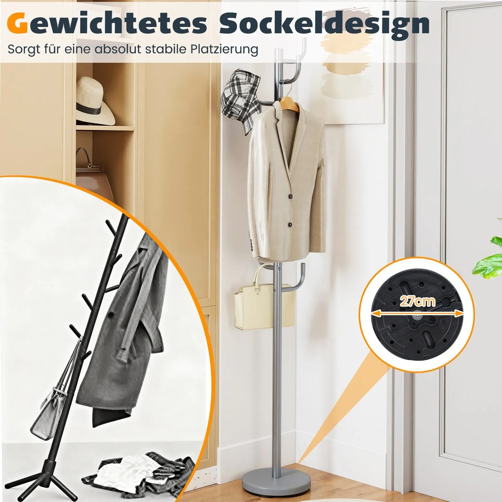 Costway 175 cm Moderní věšák na kabáty 8-hákový věšák na kabáty kaktus