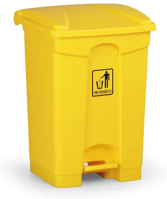B2B Partner Nášlapný plastový víceúčelový odpadkový koš, 45 l, žlutý