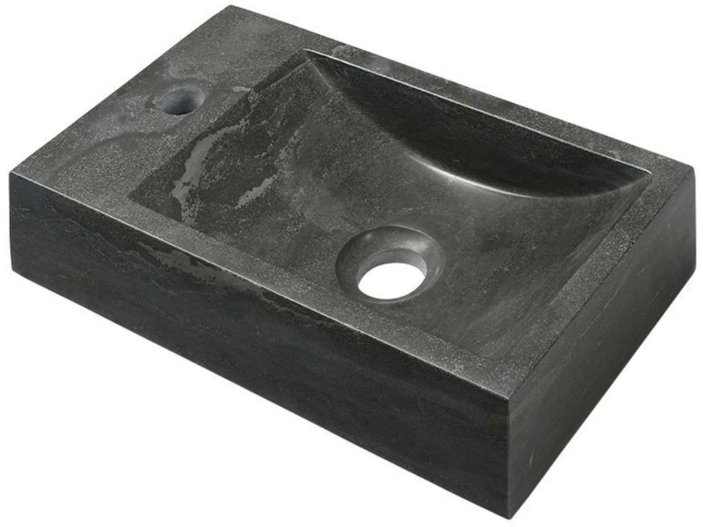 Sapho Blok - Umývátko 40x22 cm, otvor pro baterii vlevo, bez přepadu, antracit 2401-38