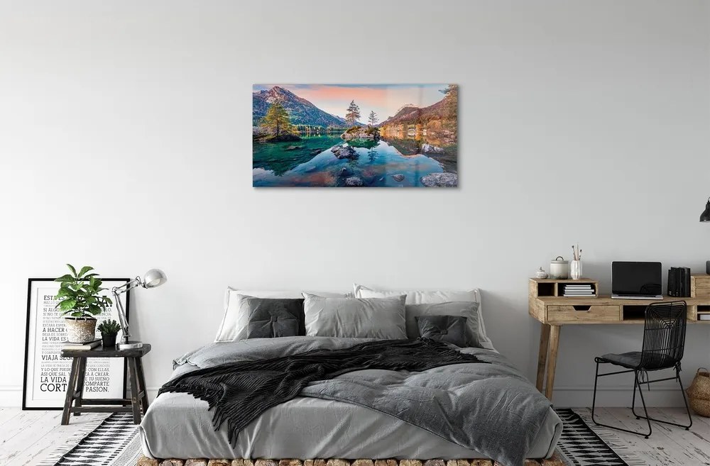 Obraz na skle Německo Alpy podzim Horské jezero 100x50 cm