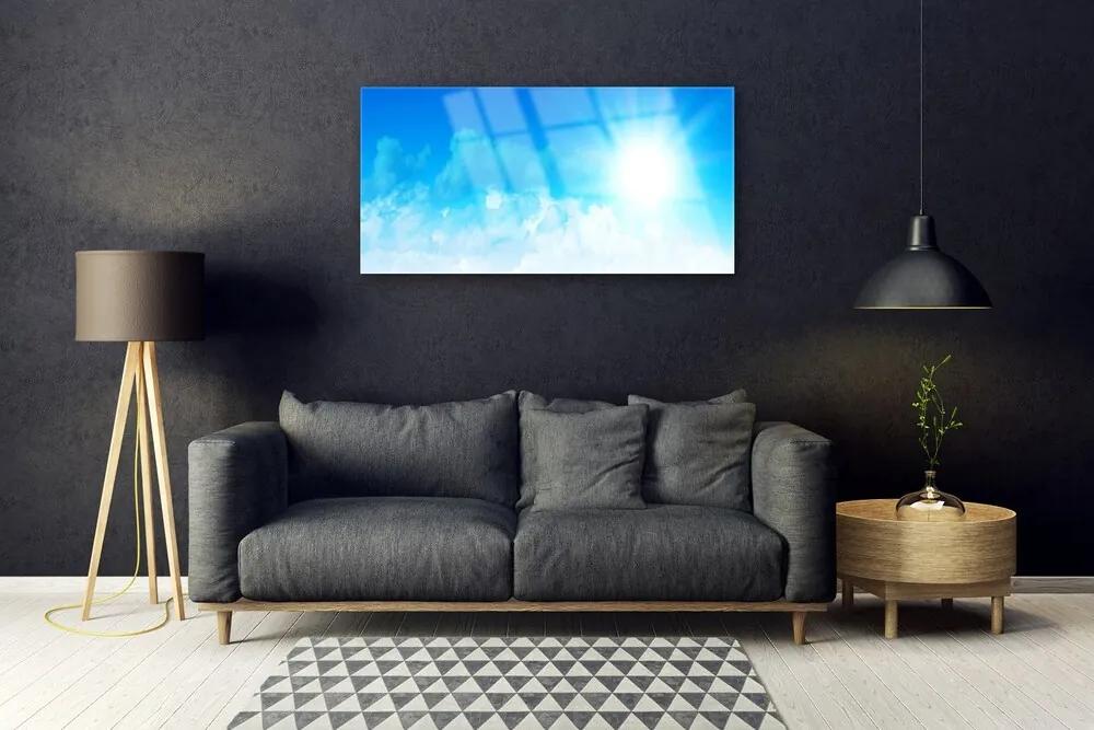 Obraz na skle Slunce Nebe Krajina 120x60 cm