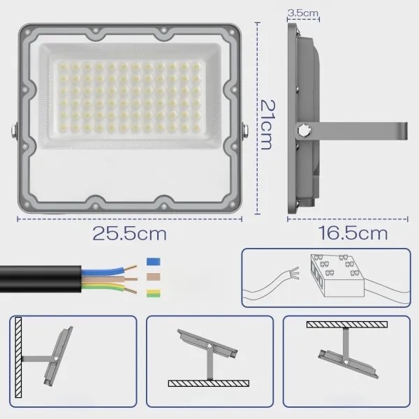 LED Venkovní reflektor LED/100W/230V 4500K IP65 šedá