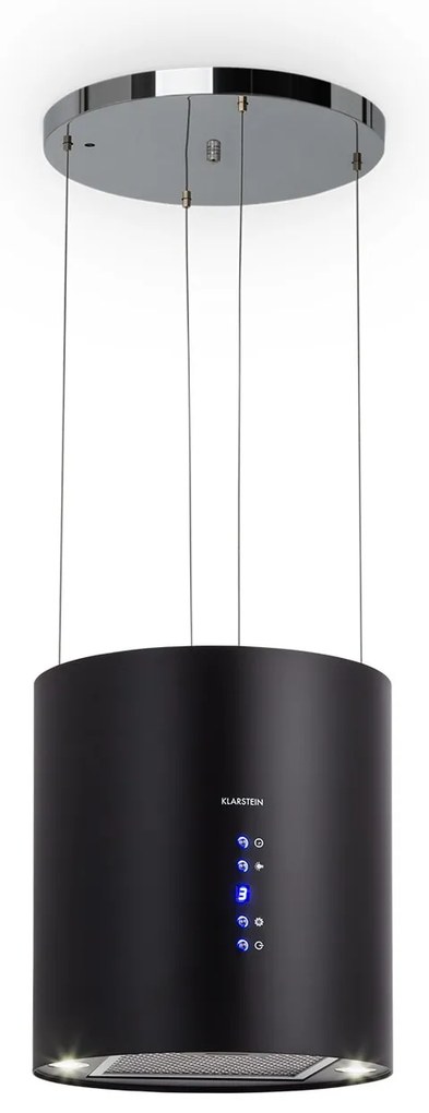 Klarstein Barett, digestoř, 35 cm, ostrůvková, 522 m³/h, LED, filtr s aktivním uhlím, černá