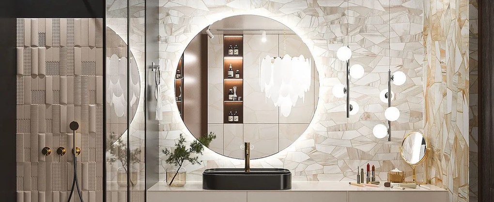Kulaté zrcadlo SMART 90 cm - s LED podsvícením a vyhříváním