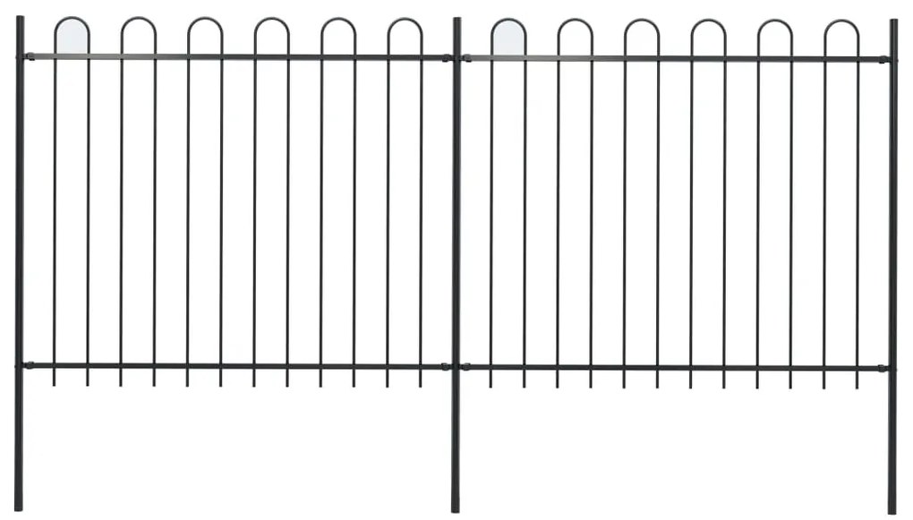 Zahradní plot s obloukem nahoře ocelový 359 x 150 cm černý