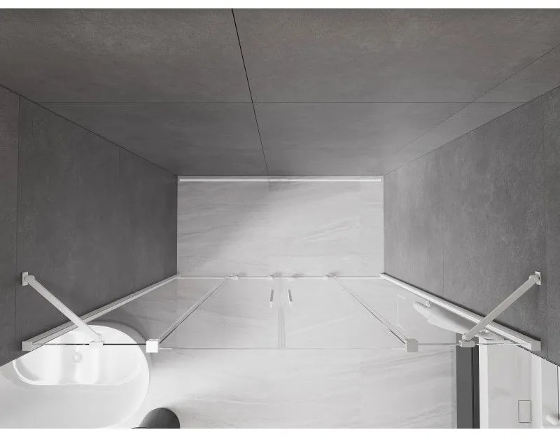 Mexen Velar Duo, posuvné dveře do otvoru 170x200 cm, 8mm čiré sklo, bílá, 871-170-000-02-20