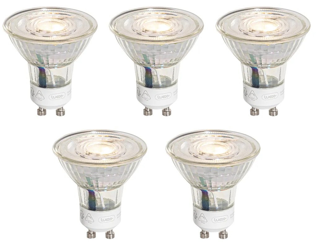 Sada 5 LED žárovek GU10 50mm s 3-krokovým stmíváním teploty barev 4,9W 450 lm 2000-2700K