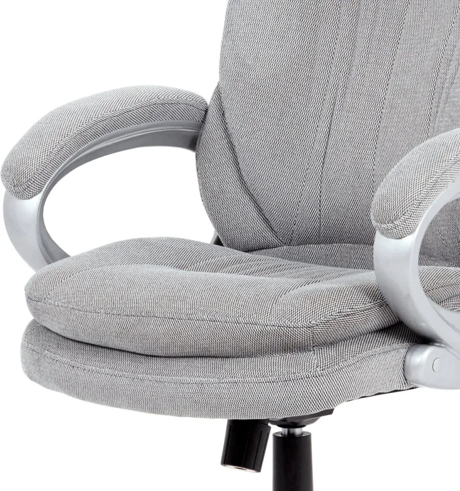 Kancelářská židle, látka, houpací mechanismus, kříž plast stříbrný – opěrák 90°–180° Šedá