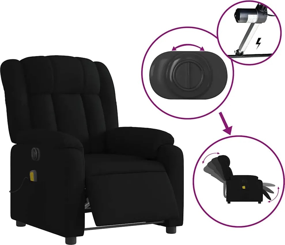 Elektrické masážní polohovací křeslo černé textil 3205306