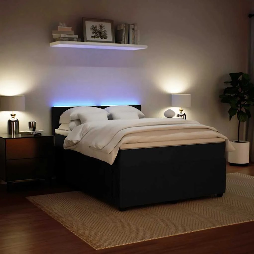 Box spring postel s matrací černá 140 x 190 cm samet 3290030