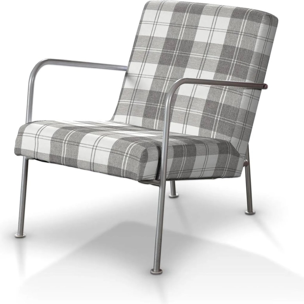 Potah na křeslo Ikea PS barva šedá látka pletený vzor, vzorované