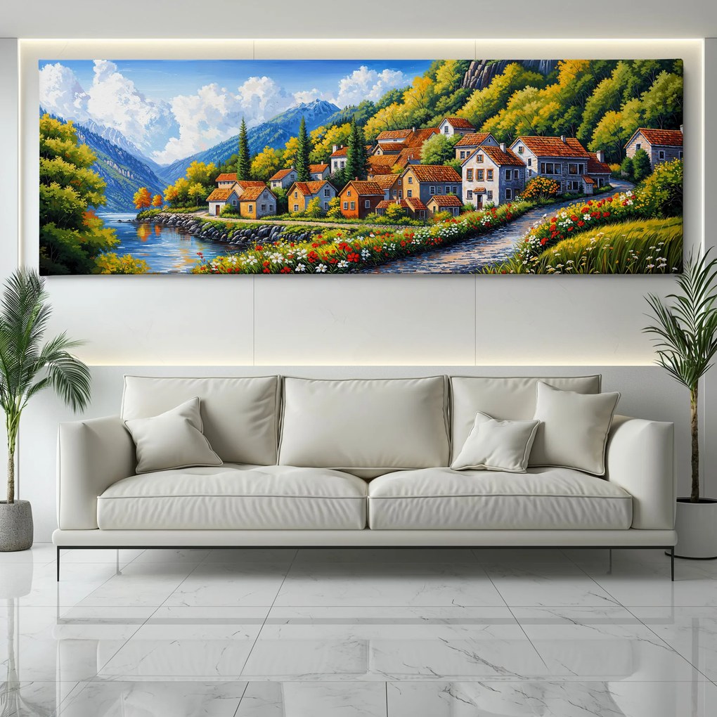 Obraz na plátně - Rozkvetlé louky v Ascolli FeelHappy.cz Velikost obrazu (šířka x výška): 120 x 40 cm