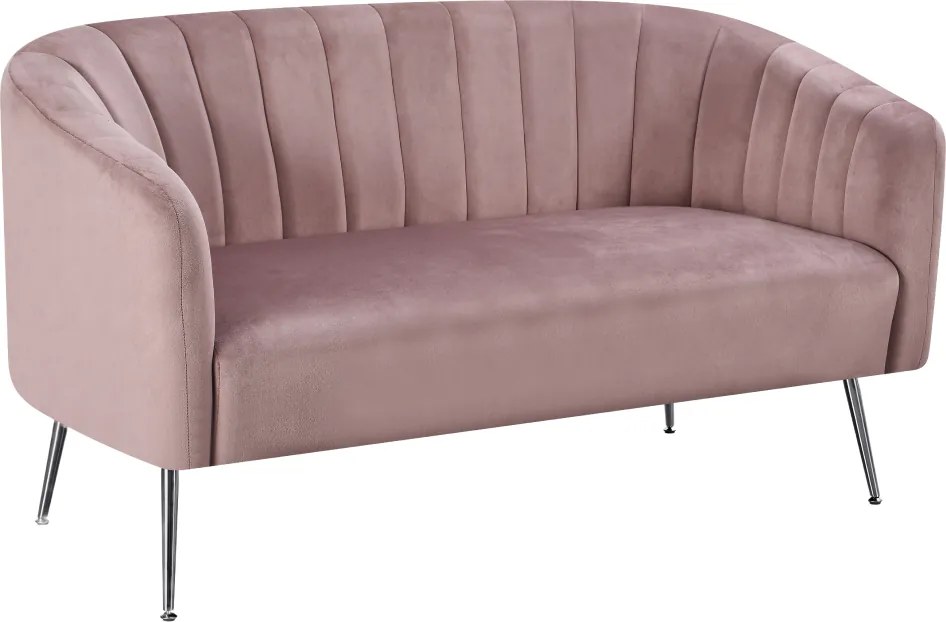 Designový 2-sed, růžová Velvet látka/chrom-stříbrný, BAGY