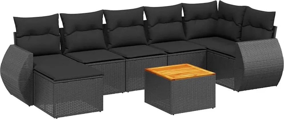 8dílná zahradní sedací souprava s poduškami černá polyratan 3257441
