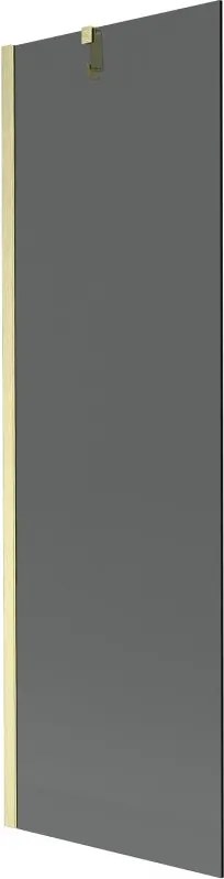 Mexen Next, 1-křídlová vanová zástěna 60 x 150 cm, 6mm šedé sklo, zlatá matná, 895-060-000-00-40-55