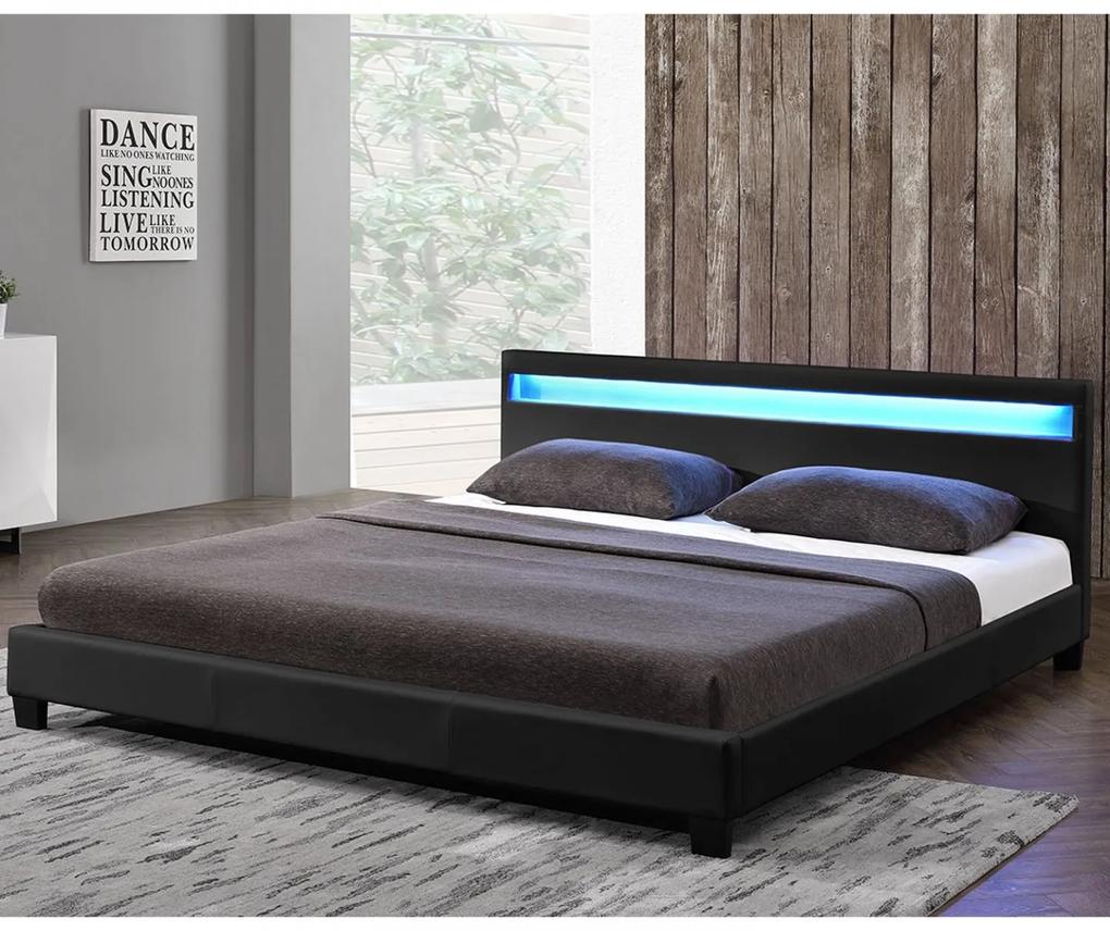 Goleto Čalouněná postel Paris 140 x 200 cm s LED osvětlením | černá