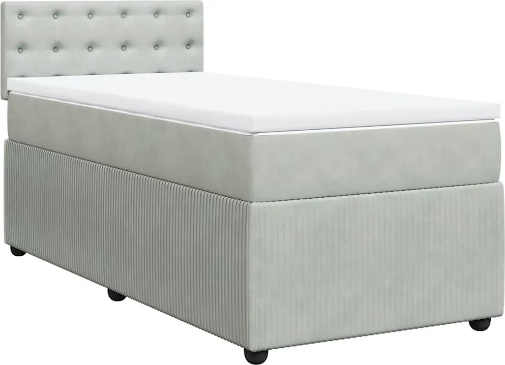 Box spring postel s matrací světle šedá 100x200 cm samet 3289974