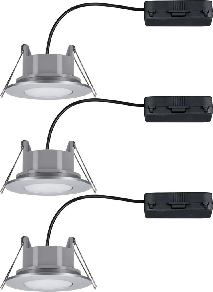 P 93095 HomeSpa LED vestavné svítidlo Calla 3ks sada výklopné IP65 90mm 30° 3x5W 230V CCT matný chrom - PAULMANN
