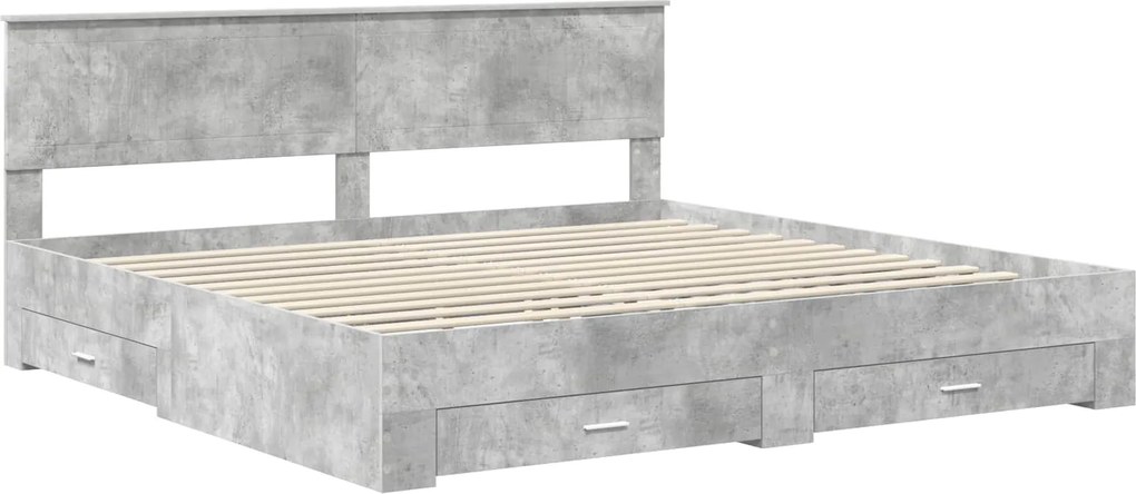 Rám postele s čelo Betonově šedá 200 x 200 cm Kompozitní dřevo 3410857