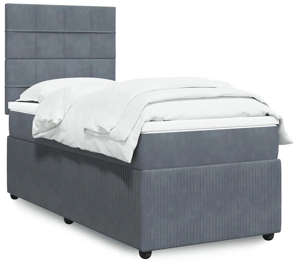 Box spring postel s matrací tmavě šedá 90x200 cm samet 3294539