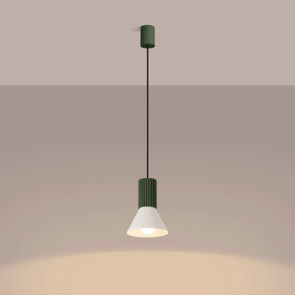 Sollux Lighting Závěsná lampa ESTRIA 1 béžová/olivově zelená