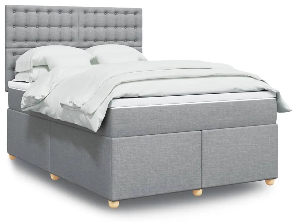 Box spring postel s matrací světle šedá 160 x 200 cm textil 3293645
