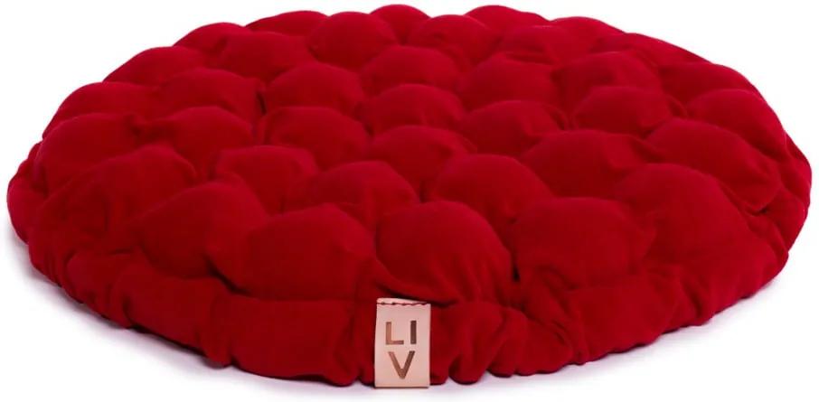Tmavě červený sedací polštářek s masážními míčky Linda Vrňáková Bloom, Ø 75 cm