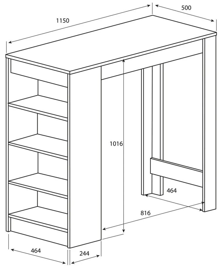 Bílý barový stůl s černou deskou TemaHome Aravis