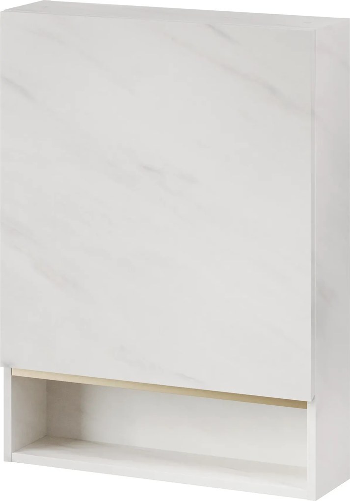 Závěsná koupelnová skříňka Letto 04 60 cm bílý mramor/zlatá