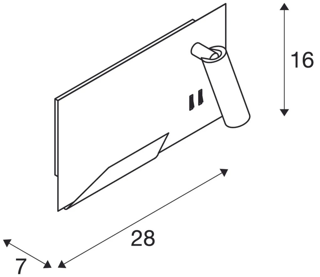 SLV 1003455 Somnila Flex, nástěnné svítidlo k posteli, LED 13W 3000K, černá, verze vlevo, USB přípojka
