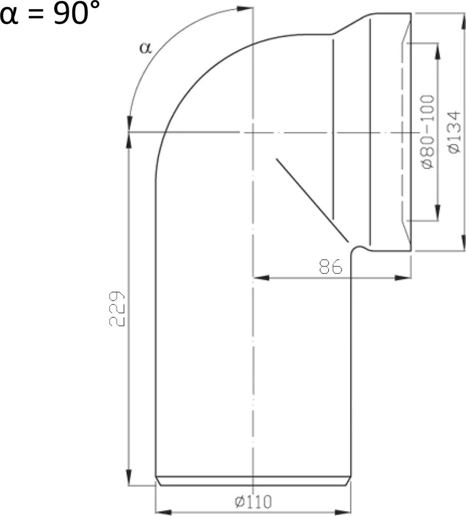 Bruckner Koleno k WC odpadní 90 bílá 159.314.0