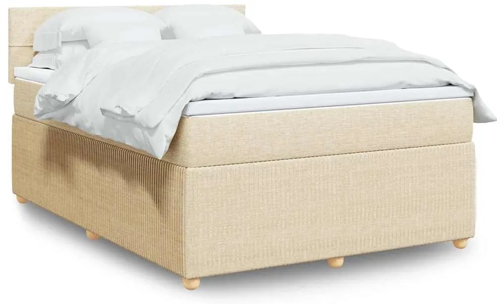 Box spring postel s matrací krémová 140x190 cm textil 3289756
