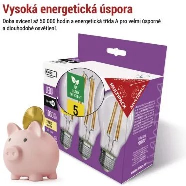 Emos lighting LED žárovka Filament A60 A CLASS/ E27 / 5 W (75 W) / 1 060 lm / teplá bílá 1525283276
