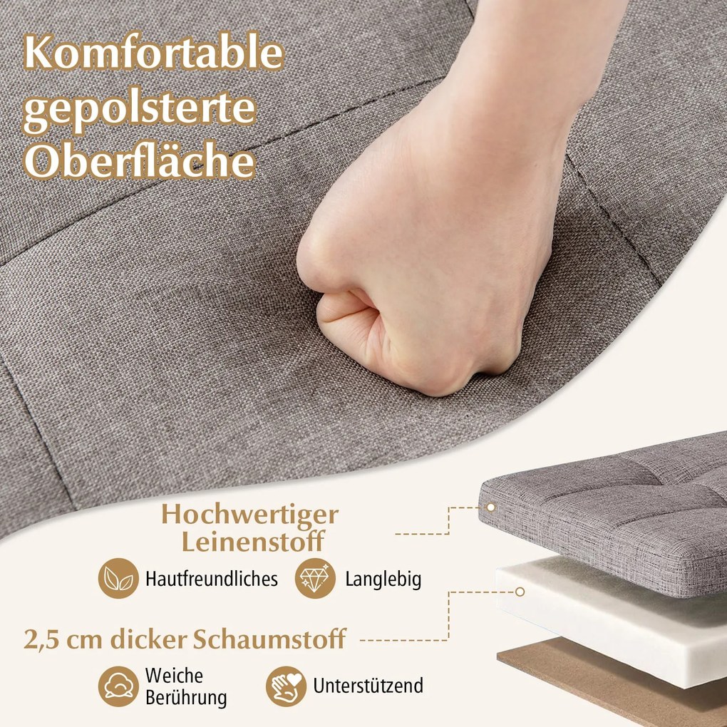 Costway 76 cm Úložná lavice Látková látka Konec s podnosem a nohami z pryžového