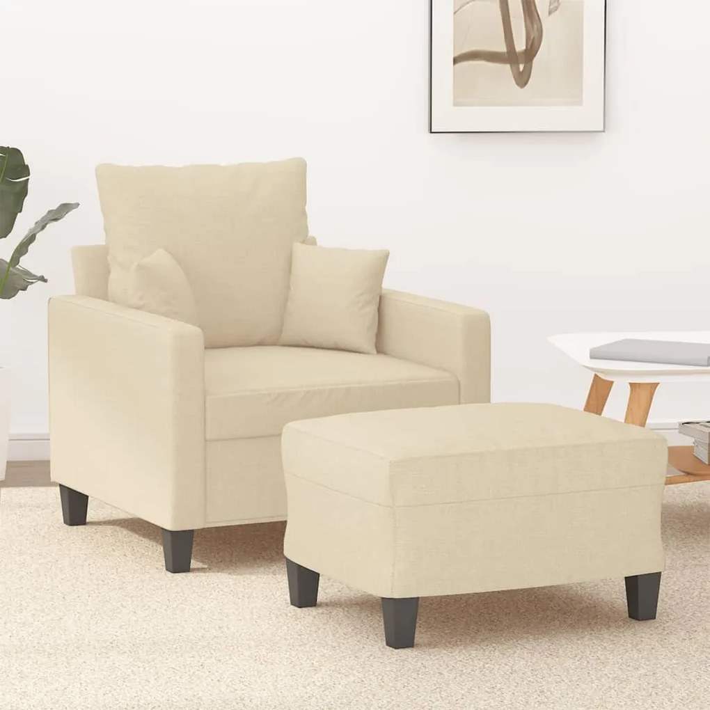 Křeslo s podnožkou krémové 60 cm textil 3201083