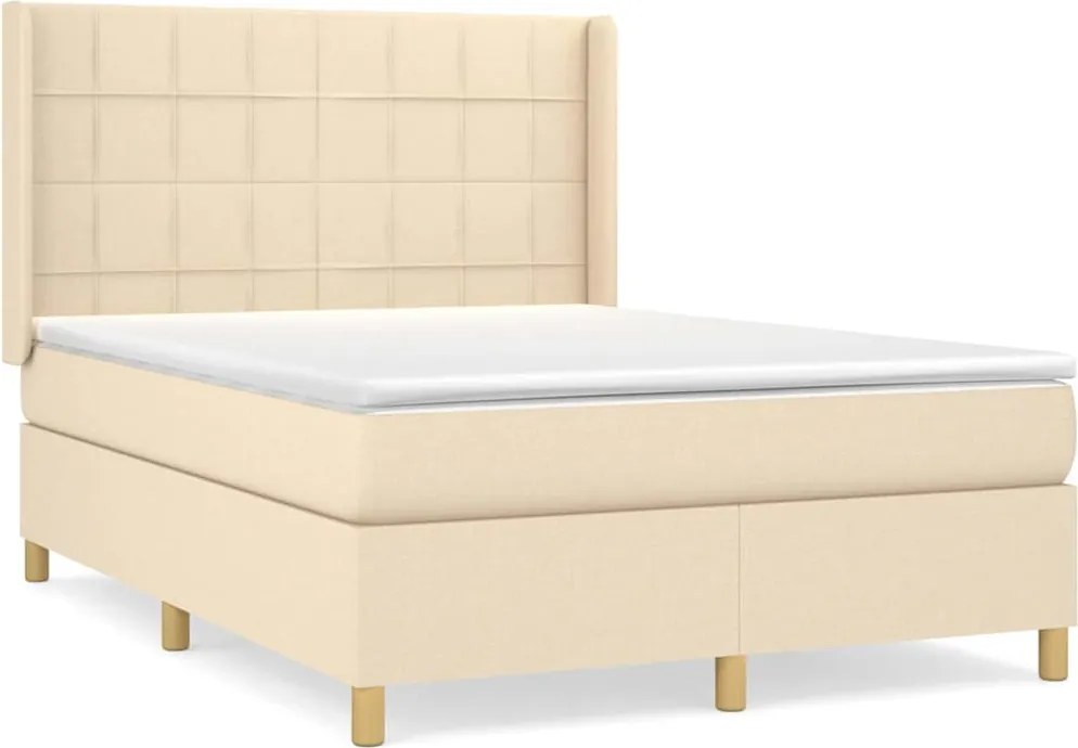 Box spring postel s matrací krémová 140x190 cm textil 3131990