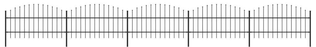 vidaXL Marketos Zahradní plot s kopím nahoře ocelový 892,5 x 100 cm černý