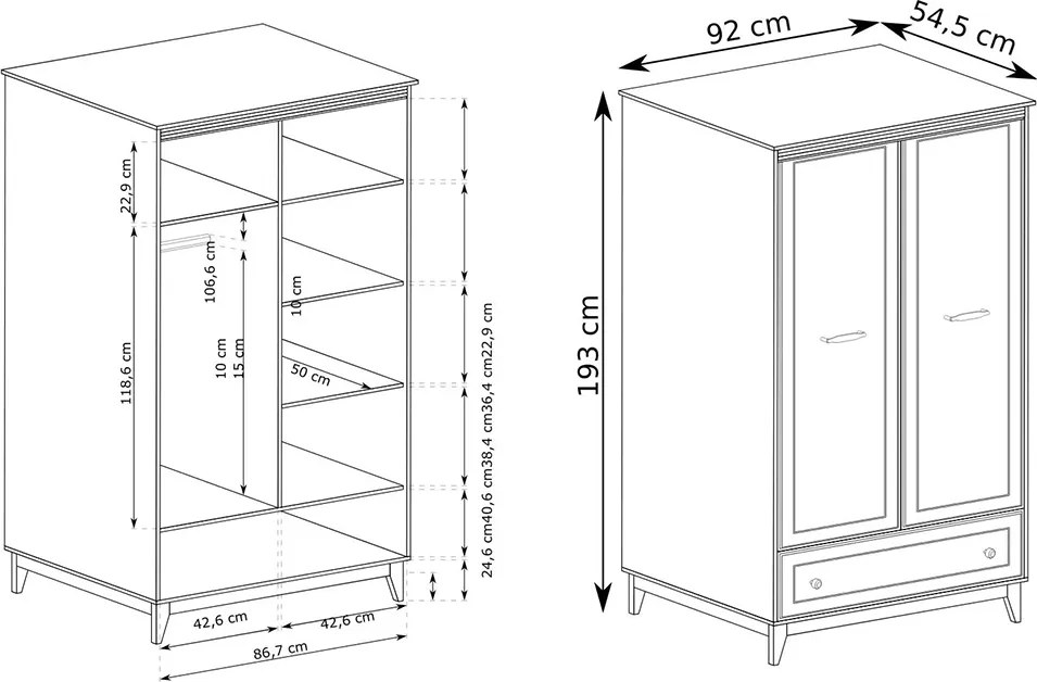 TERRA s | šatní skříň TA-10 | 92 cm | šedá